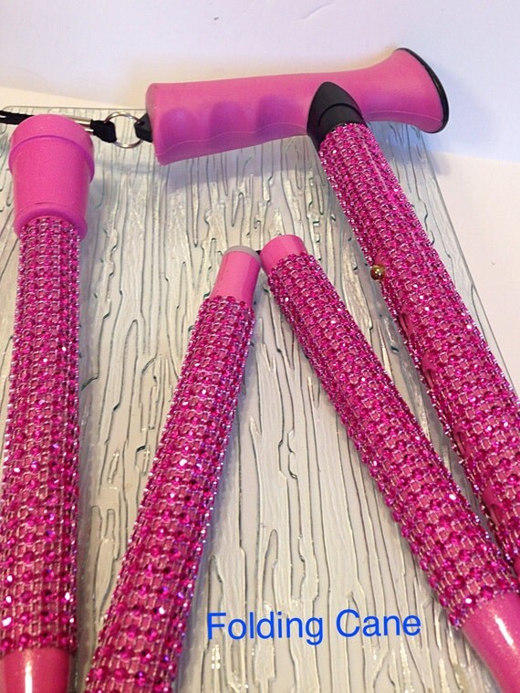 Pink Rhinestone Bling Walking Cane Folding Diamond by DogFabulous