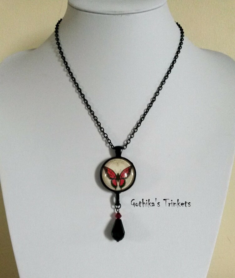Butterfly red gothic butterfly pendant on by GothikasTrinkets