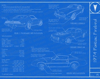 1977 Pontiac Firebird / Trans Am blueprint by WestsideDesignStudio