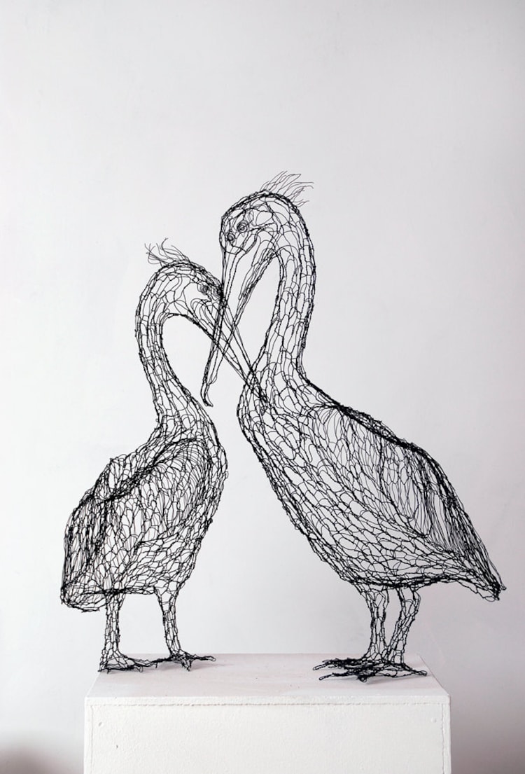 Brown Pelican 27 3D Wire Sculpture by Elizabeth Berrien by WireZoo