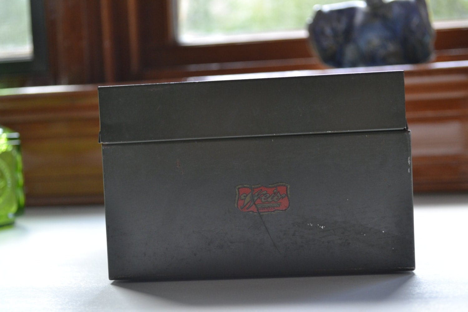 Vintage industrial small square metal box / mid century office ...