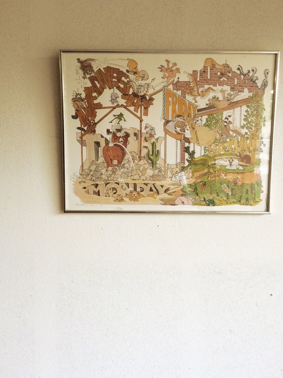Robert Marble 1978 Days of the Week framed litho