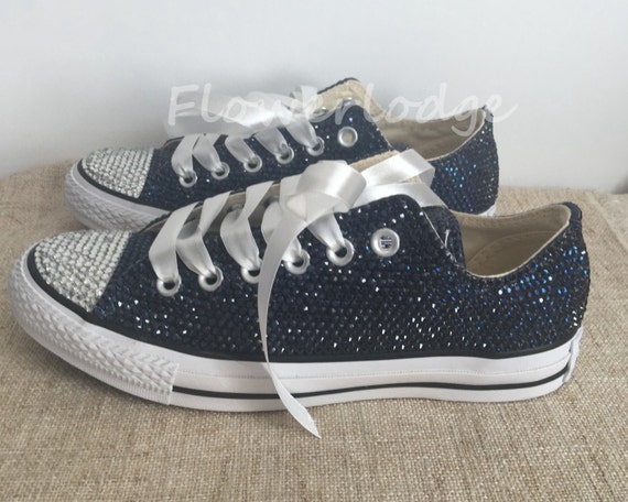 Navy Blue Shoes With Rhinestones