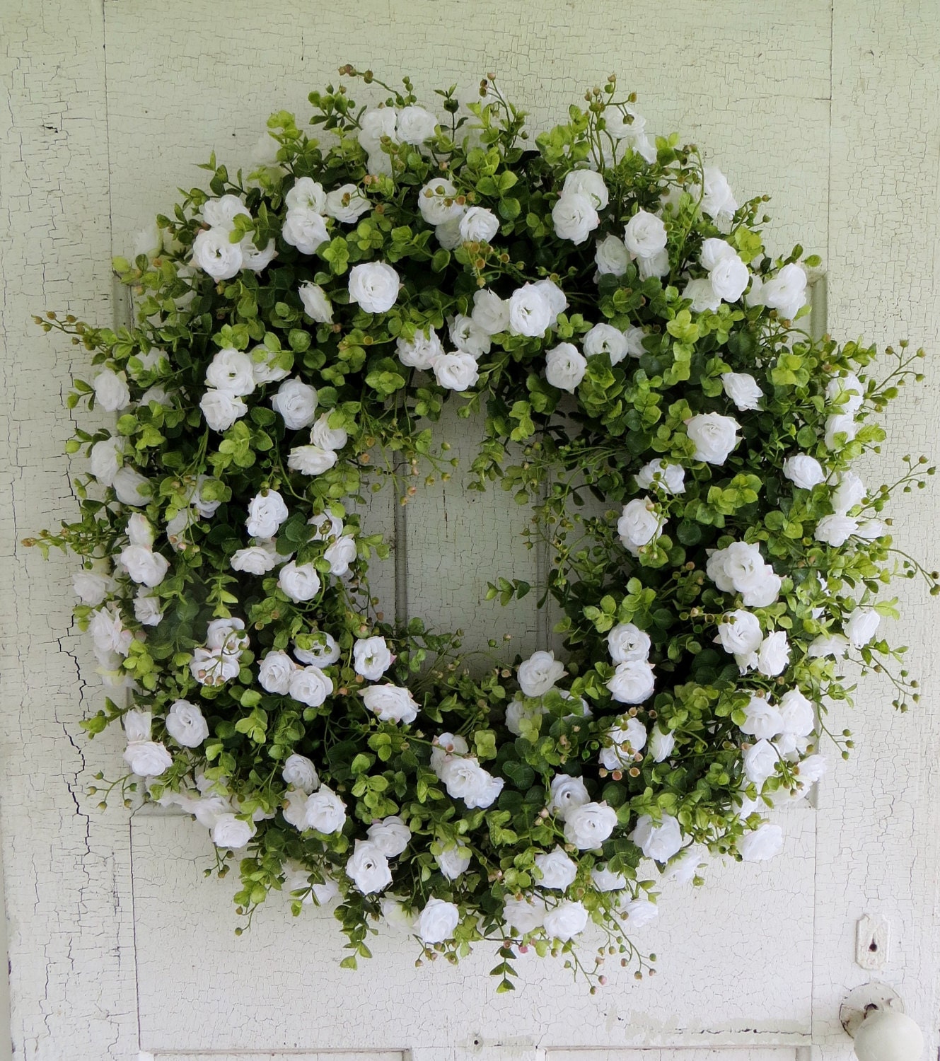 White Rose Wreath Front Door Wreath Wedding Wreath