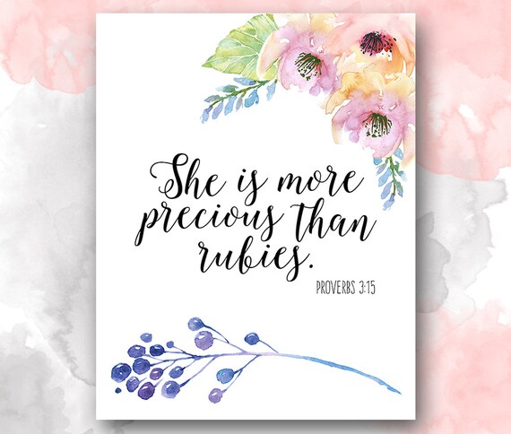 11x14 She Is More Precious Than Rubies By Prettypluspaper On Etsy