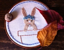 Cute Nursery Bunny Embroidery~ nursery art, hand embroidered, rabbit ...