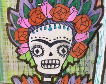 Day of the dead wall art dia de los muertos wood wall