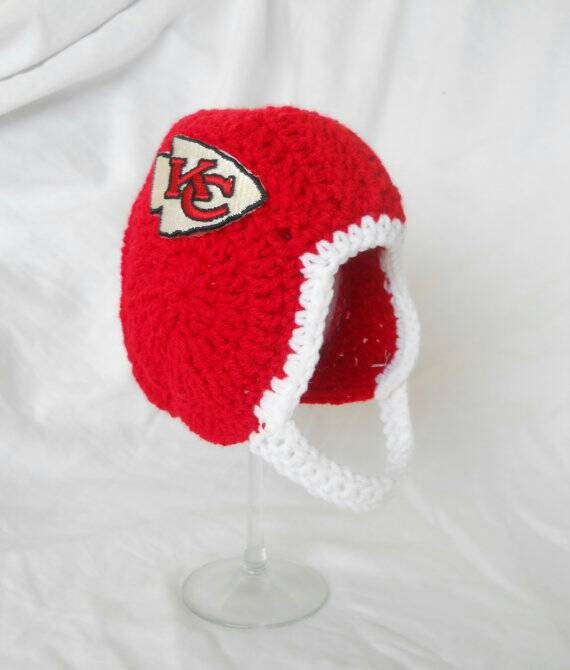 Kansas City Chiefs Inspired Crochet Baby Football Helmet Hat