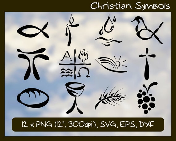 Christian Symbols 12 religious icons 60 files: png eps svg