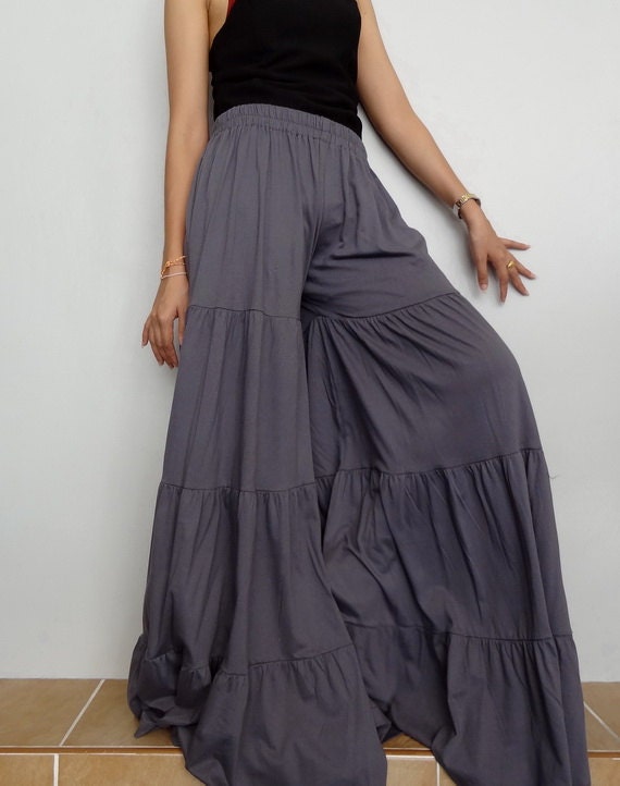 Women's Bell bottom Ruffle Long Pants. Unique Gypsy