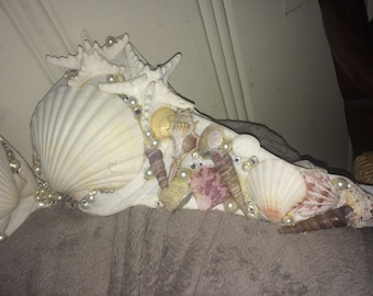 Items similar to Teal mermaid themed bra featuring real seashells on Etsy