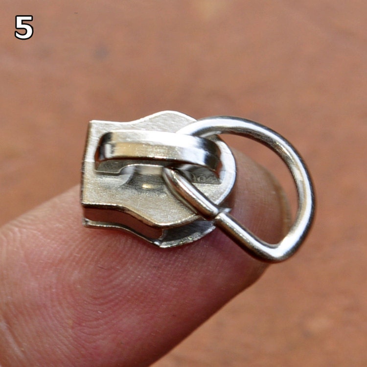 20PCS 5 Silver Metal Zipper With D Ring Bags Zipper Pull