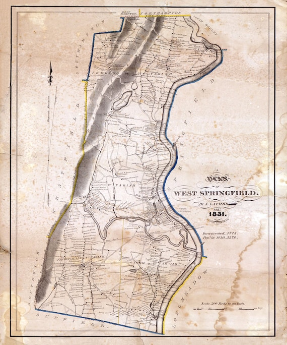 1831 Map of West Springfield Massachusetts