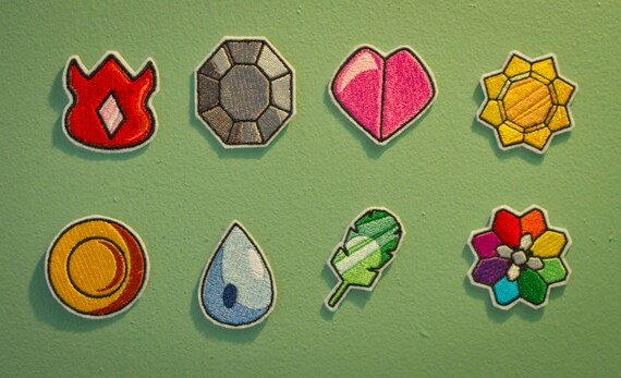 Kanto Badge Set Embroidered Pokemon Iron-on Patches