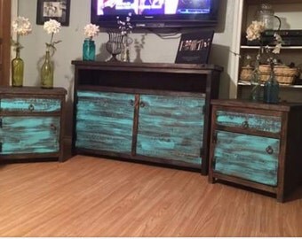 Distressed tv stand | Etsy