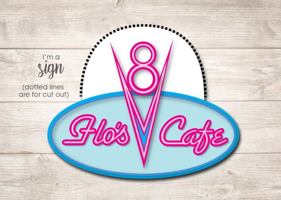 Items similar to Flo's V8 Cafe Printable Sign, Disney Cars, Radiator ...