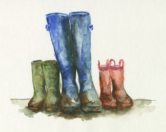 Wellies print | Etsy