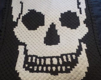 CROCHET PATTERN Skull Blanket / Throw Crochet Skull Blanket