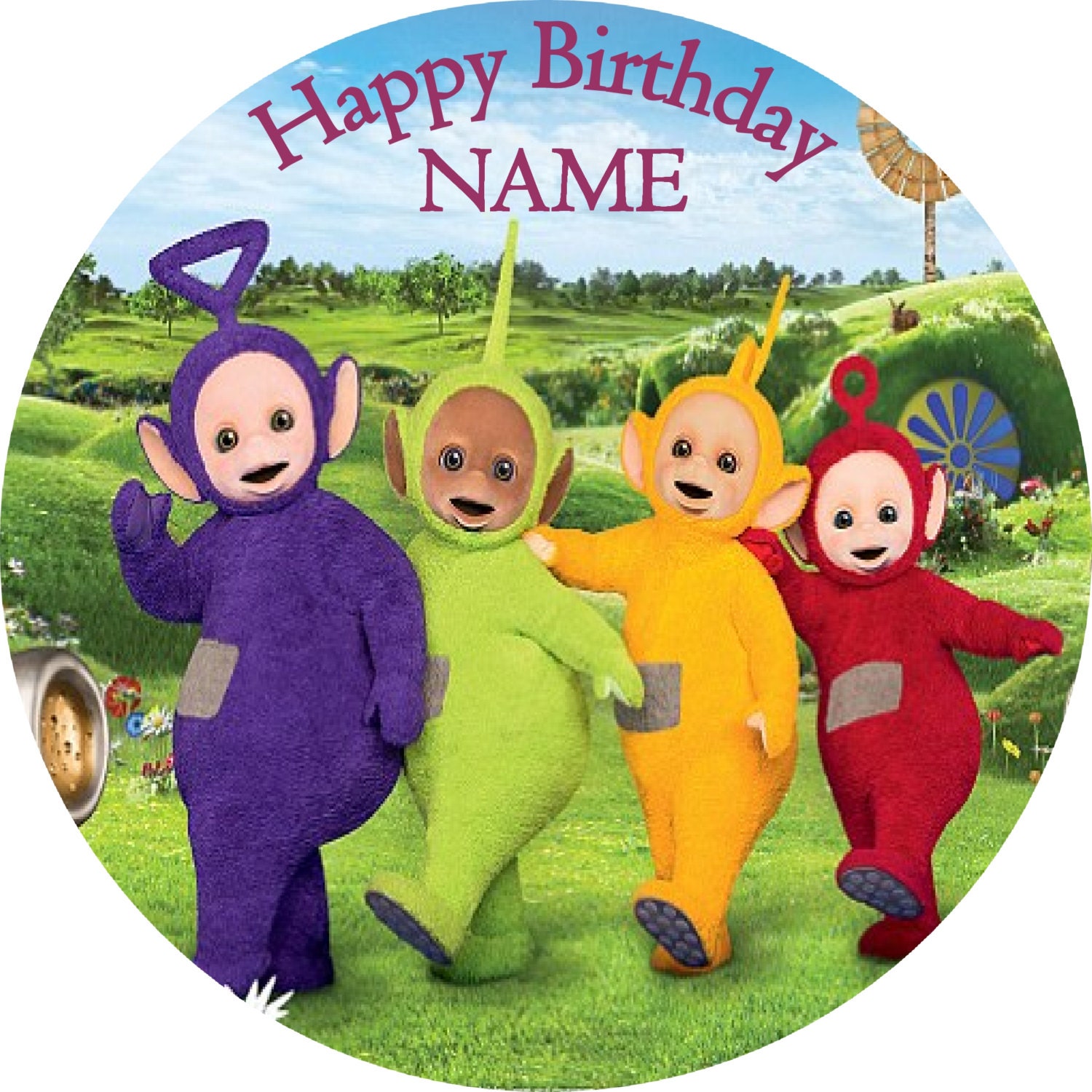 Happy Birthday Teletubbies Edible I Cake by YummiYummiToppers