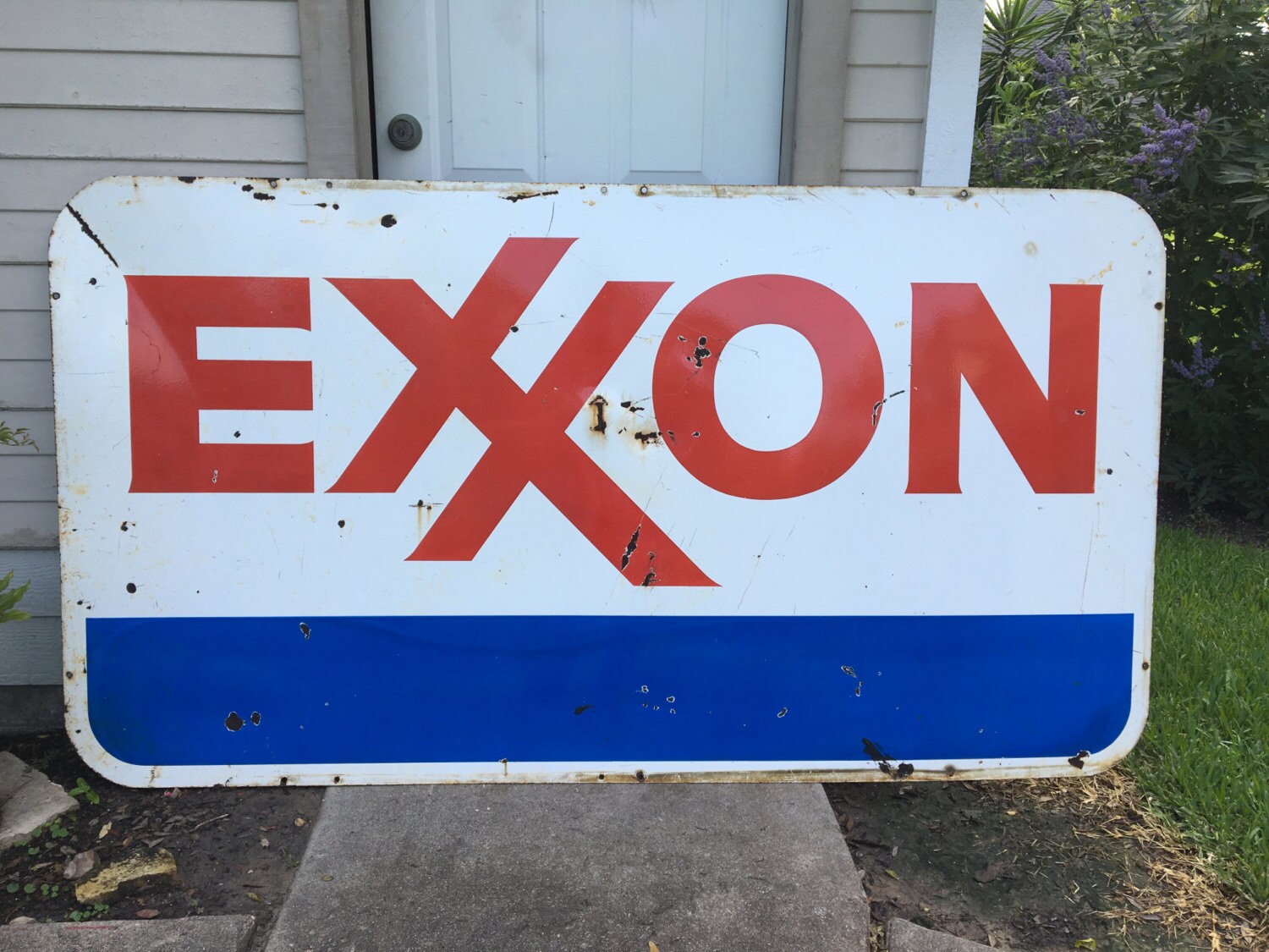 Vintage Porcelain Exxon Sign. Fair Condition.