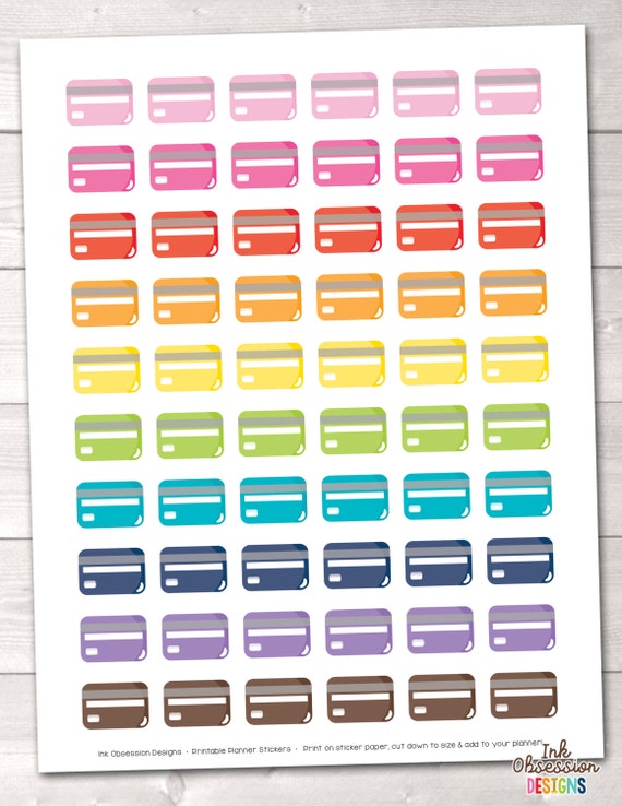 Credit Card Printable Planner Stickers Instant Download