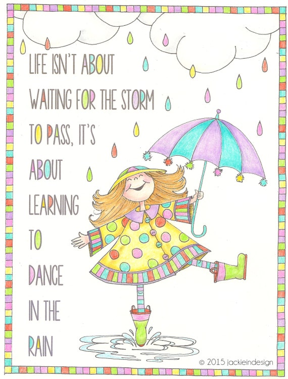 Items similar to Dance in the Rain - Coloring Page - PDF - Instant ...