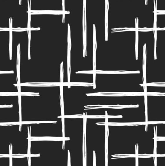 Black and White Abstract Fabric Geometric Black and White