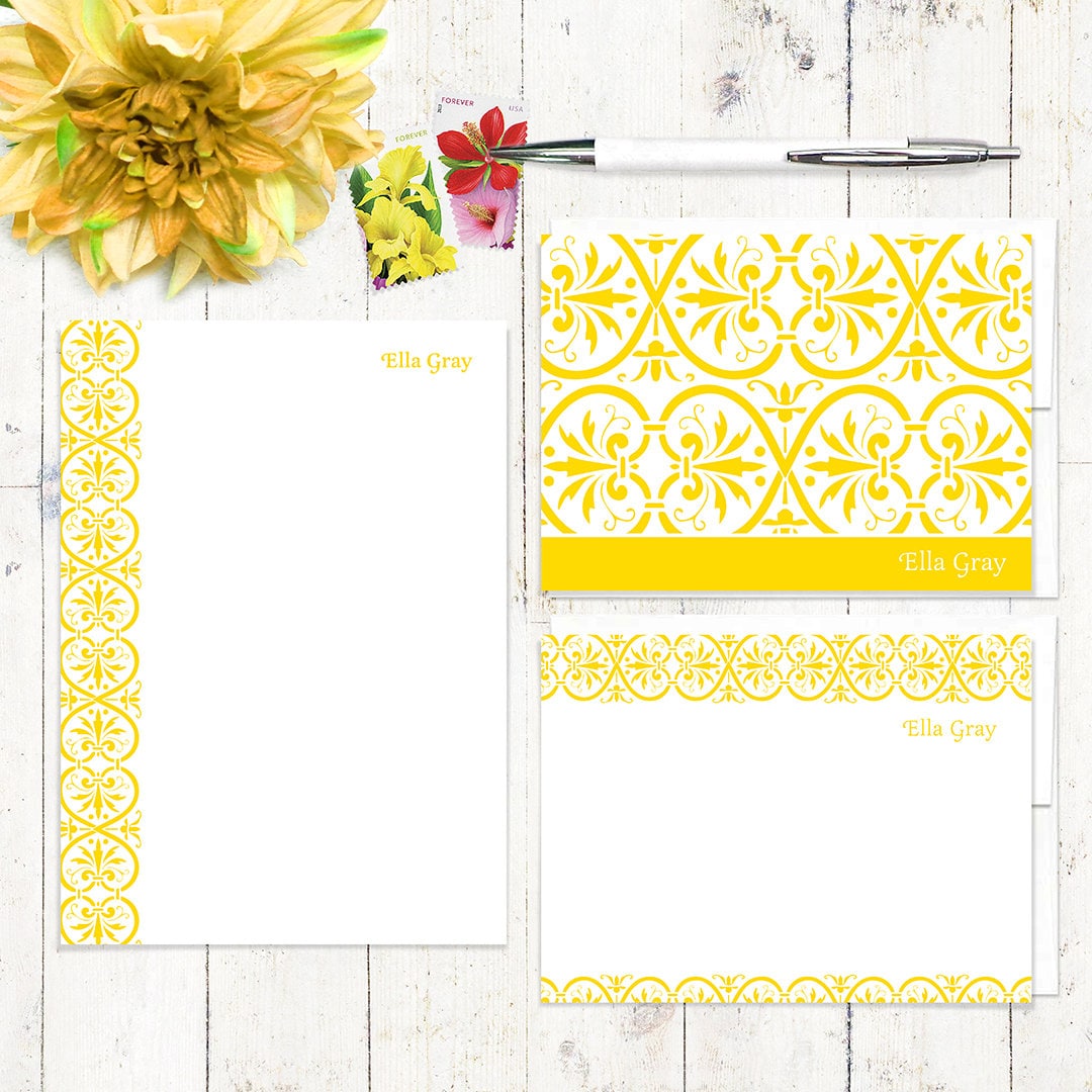 complete personalized stationery set ELEGANT ELLA
