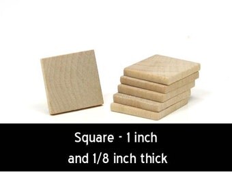 Unfinished Wood Square 1-1/2 x 1-1/2 x 1/8 inch with square