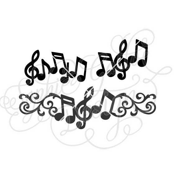 Musical Flourish Note Set SVG DXF digital download file