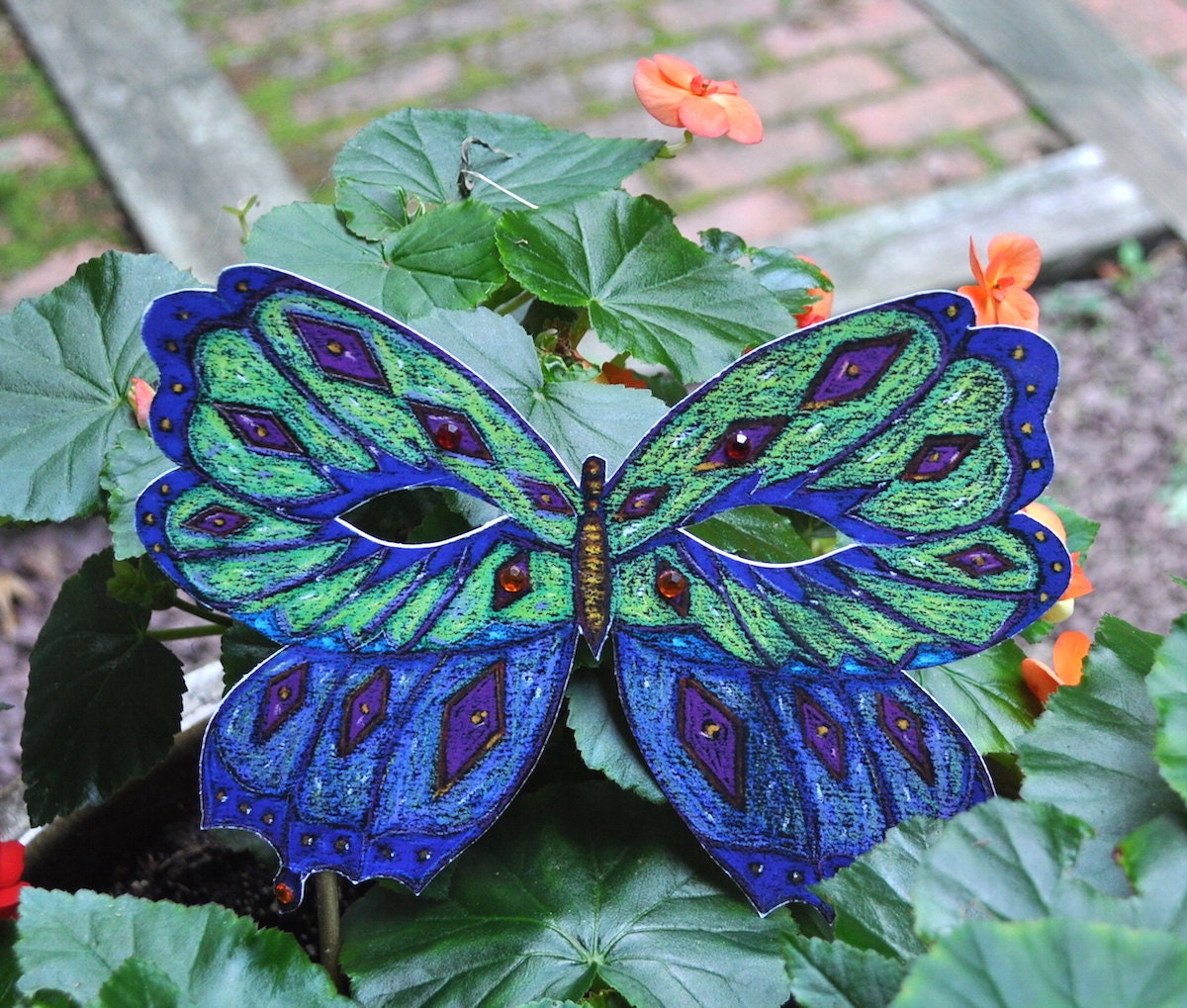 Butterfly halloween Mask / Hand Held by vickismithart on Etsy