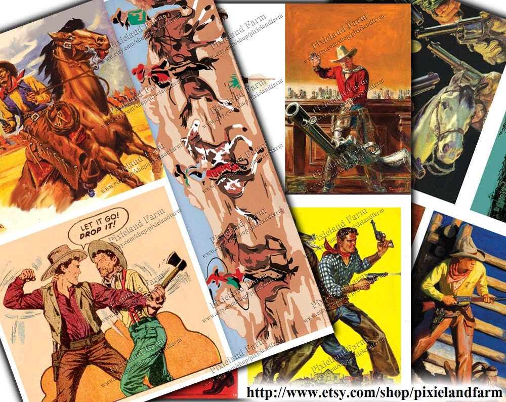 Cowboy Vintage Clip Art Printable Digital Download