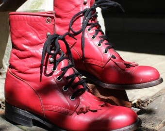 Red roper boots | Etsy