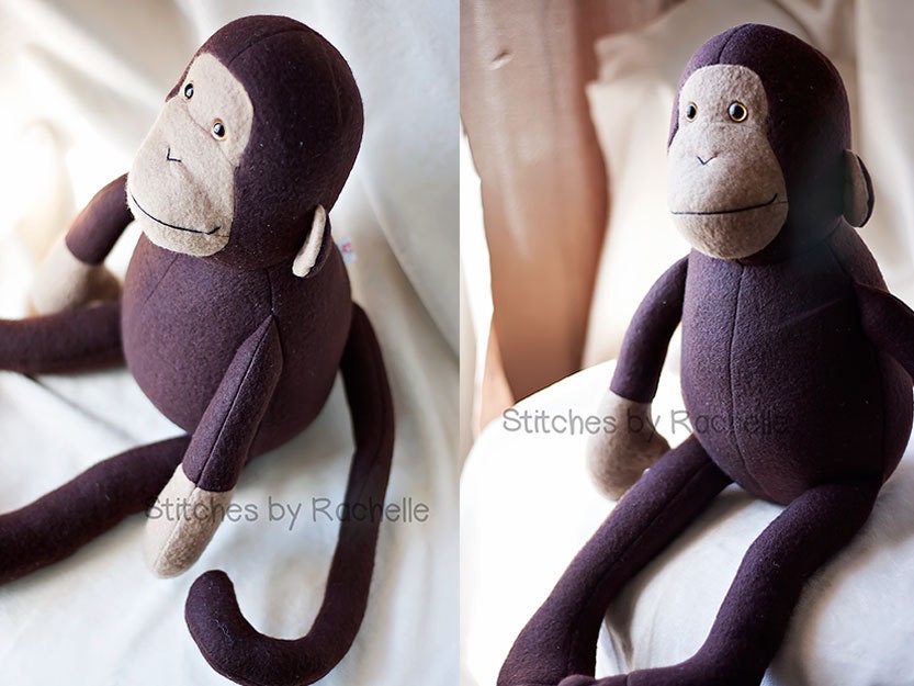 CUSTOM Mitch the Monkey Stuffed Animal Softie Stuffed