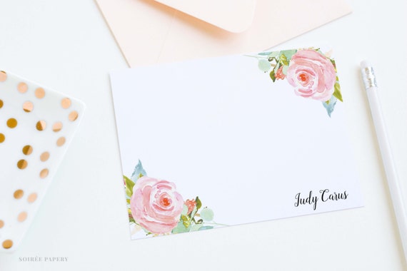 Personalized Note Card Set Flat Notecard Set by SoireePapery