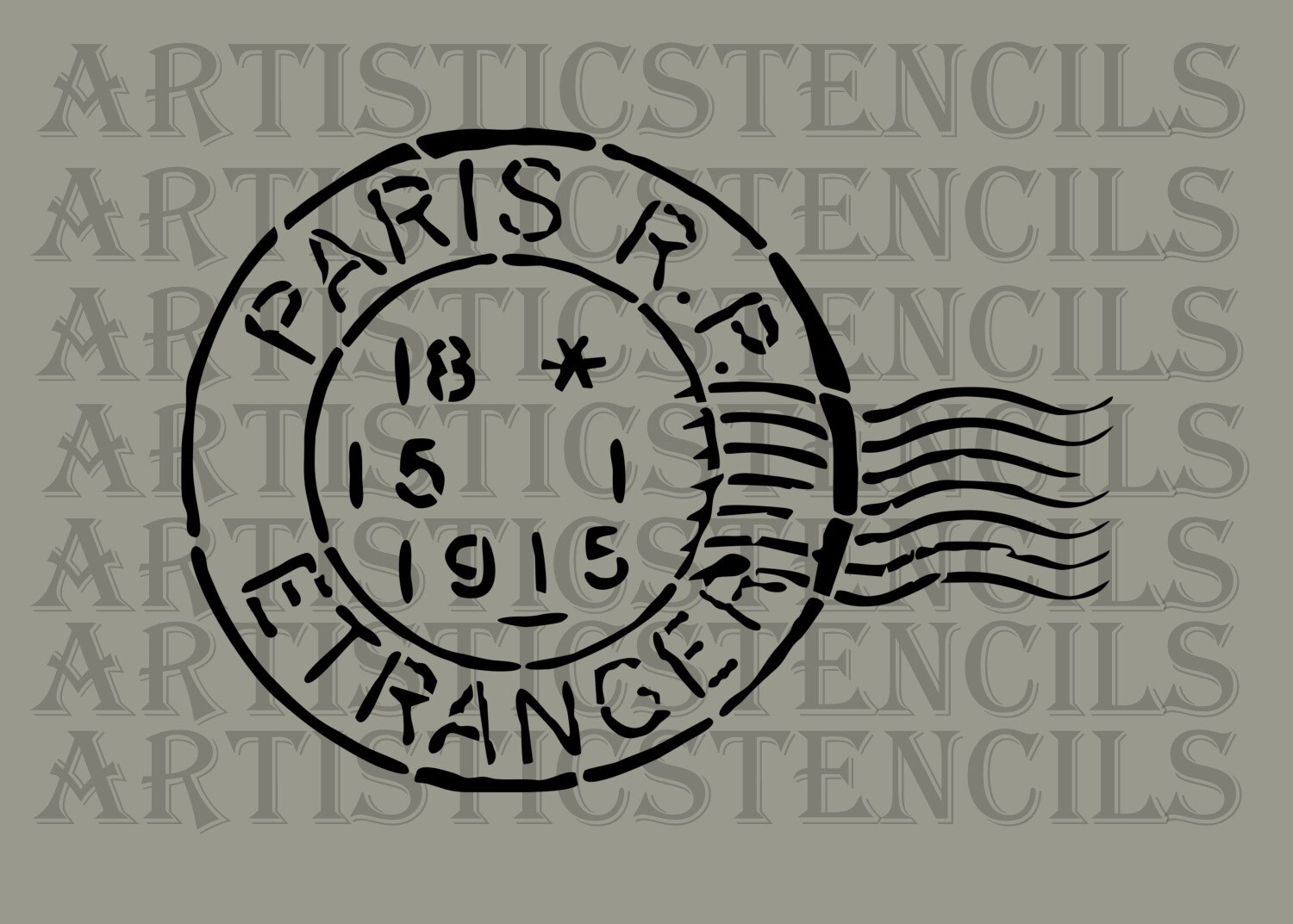 STENCIL Paris Postage Stamp 12x8.6 Inch