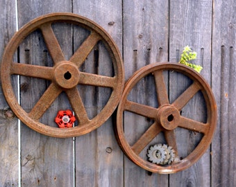 Huge Rustic Industrial Cast Iron Gear Wheel by MerlesVintage
