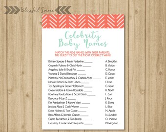 Celebrity Baby Shower Game Printable Celebrity Baby Name