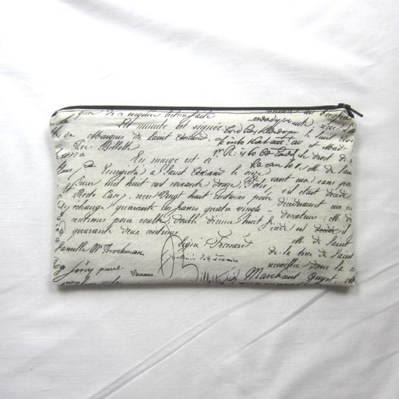 Handwriting Fabric Zipper Pouch / Pencil Case / Make Up Bag