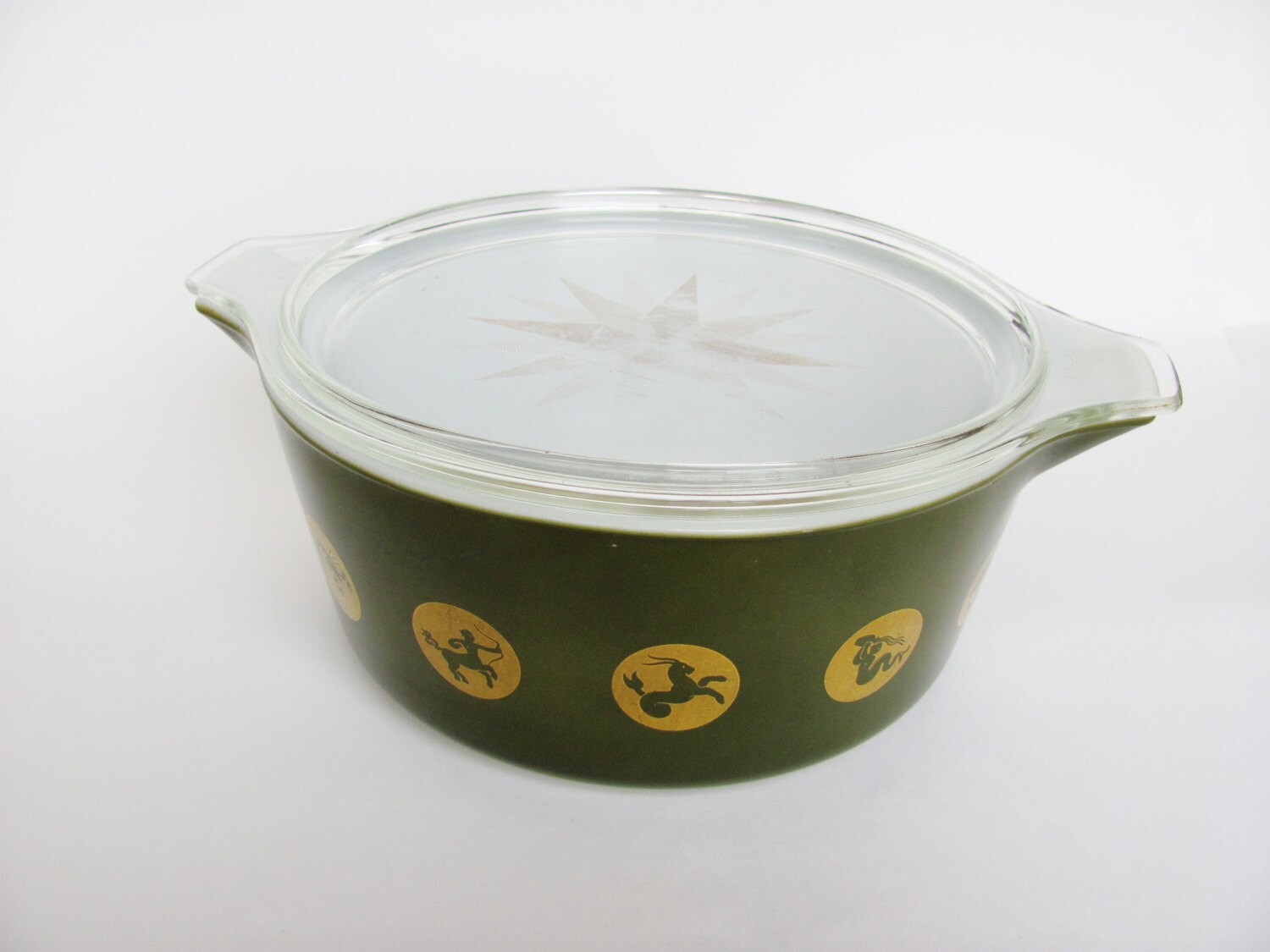 Vintage Pyrex 1961 Promotional Green Zodiac 275-B 2 by OldLikeUs