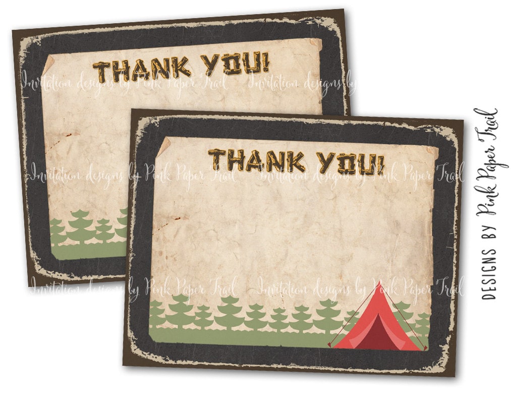 Camping Party Thank You Card Instant Download Print Your Own