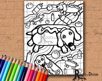 INSTANT DOWNLOAD Coloring Page Dog Art Print zentangle