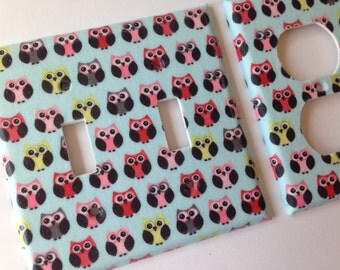 Owl Light Switch Cover / Pink Owls Nursery by COUTURELIGHTPLATES