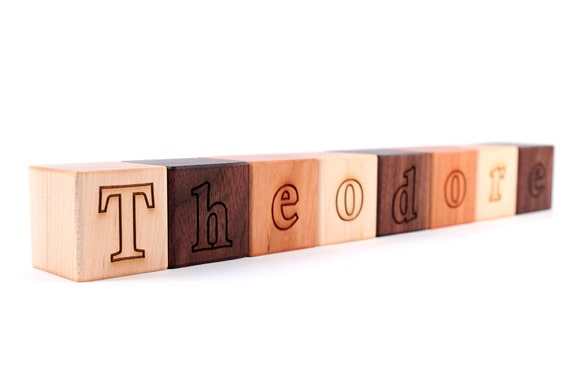 personalized wooden name block sets natural wood toys