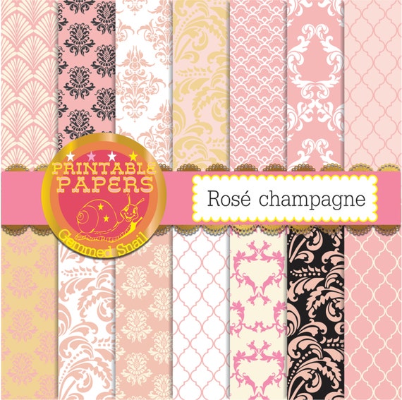 Damask digital paper. 'rosé champagne' blush by GemmedSnail