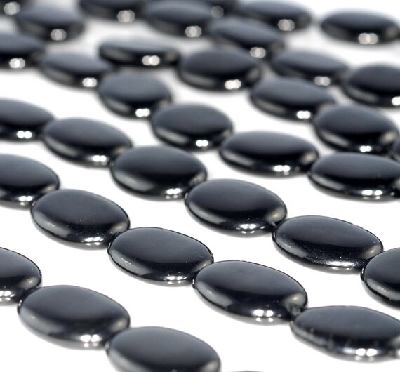20x15mm Black Jet Gemstone Organic Oval Loose Beads 16 inch