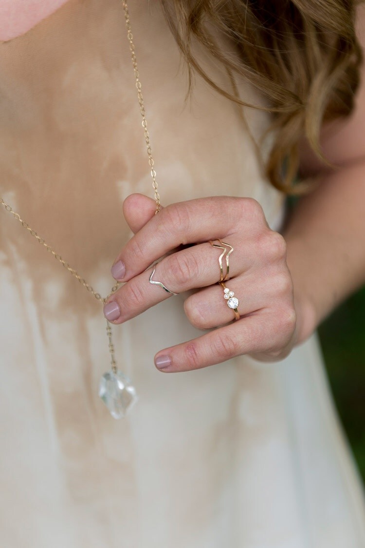 Pyramid Ring. Light stackable and simple by elainebjewelry on Etsy