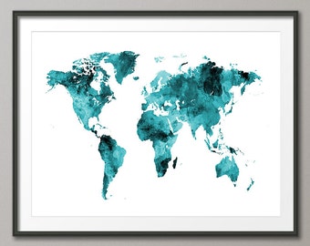 Abstract Painting Map of the World Map Art Print 225 by artPause