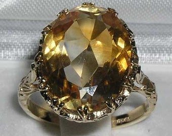 Oval citrine ring | Etsy
