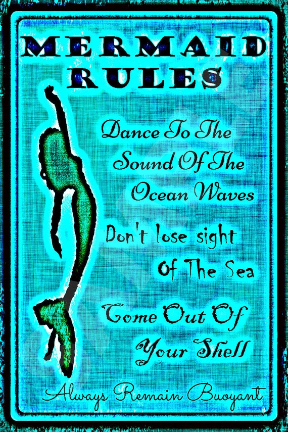 Mermaid Rules... Made in Hawaii USA Vivid Distressed All